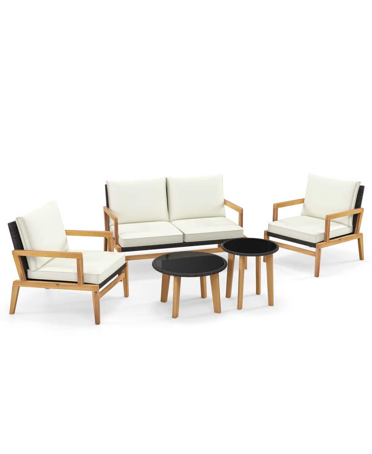 Click here for Gymax 5 Piece Rattan Furniture Set w/ Wicker Woven... prices