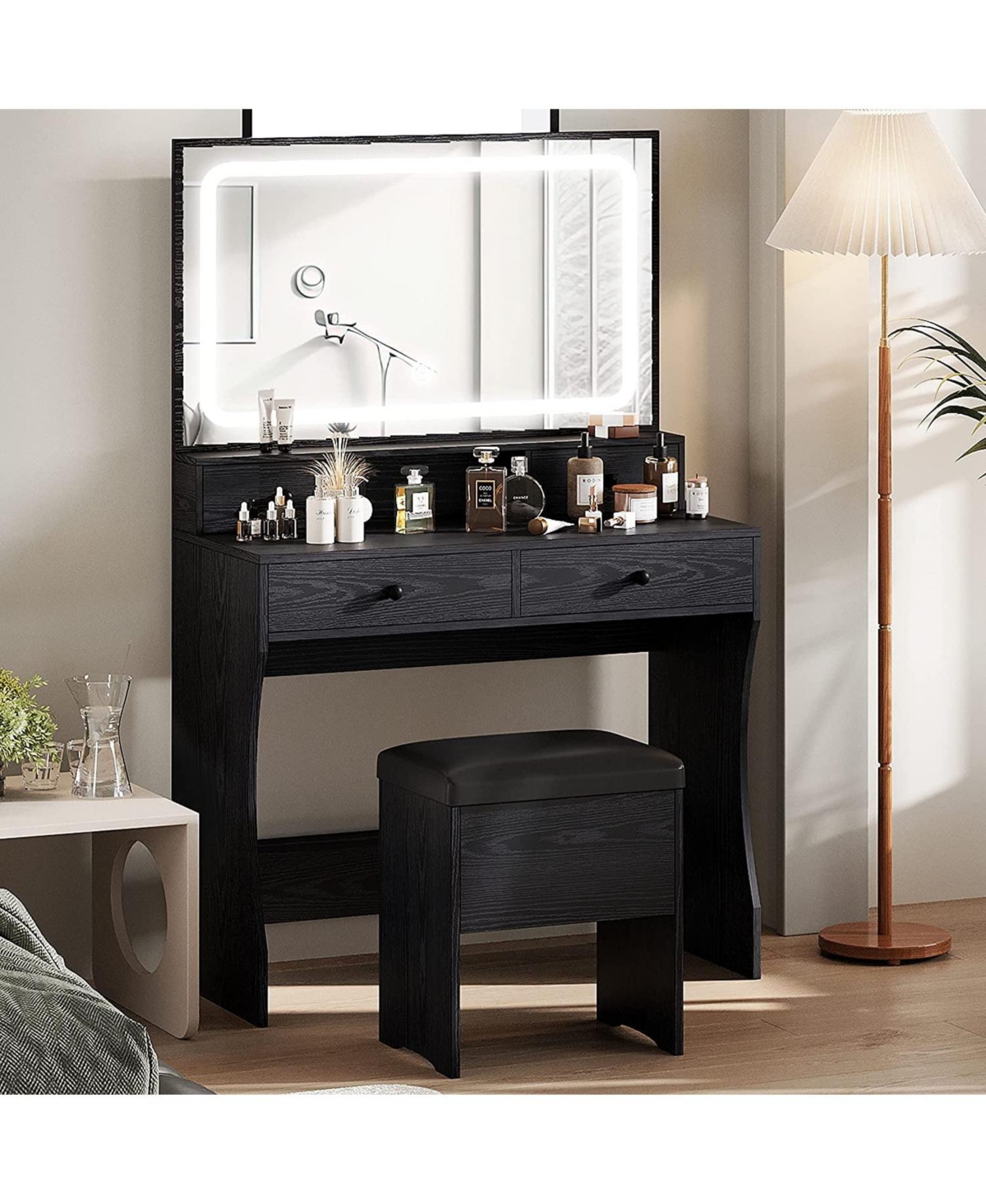 Click here for Vanity Desk Set with Led Lighted Mirror & Power Ou... prices