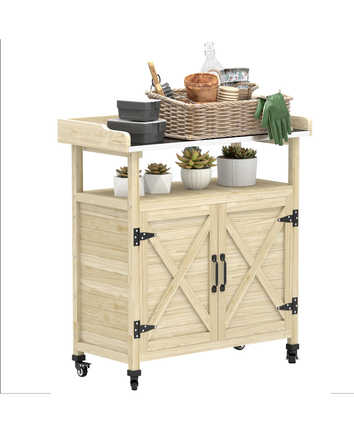 Click here for Outsunny Outdoor Potting Bench with Storage  Wheel... prices