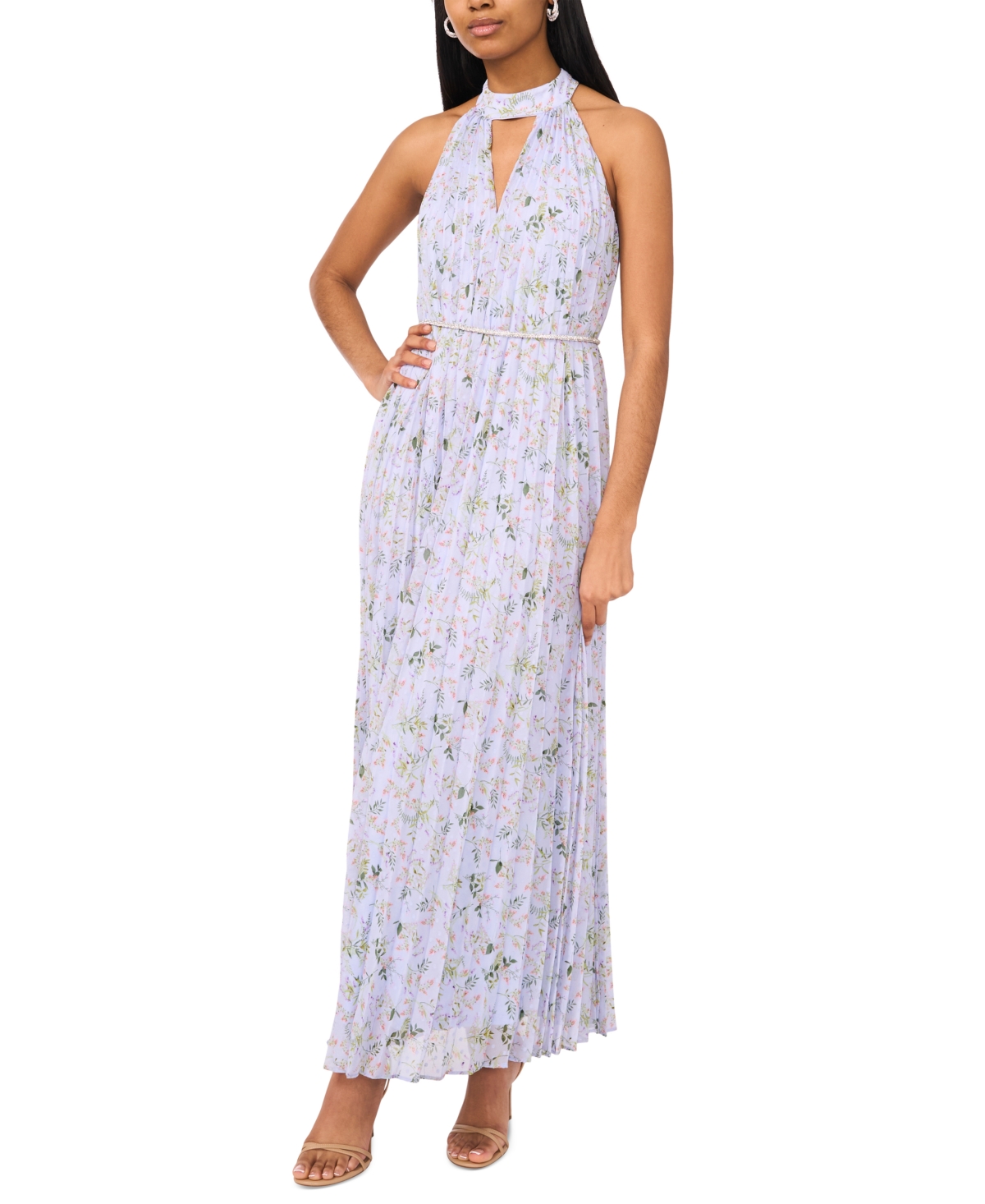 Click here for CeCe Womens Pleated Floral-Print Keyhole-Cutout Dr... prices