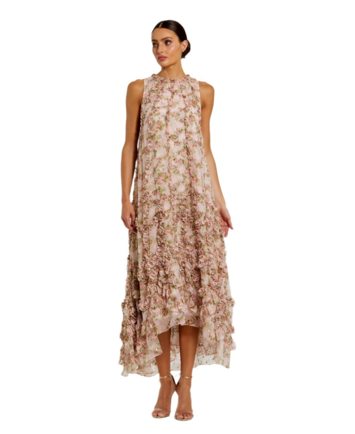 Click here for Mac Duggal Womens Sleeveless Floral Print Chiffon... prices