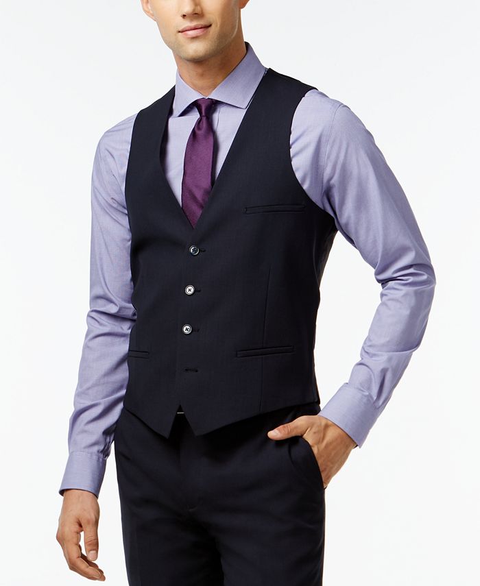 Bar III Navy Solid Extra Slim-Fit Vest - Macy's