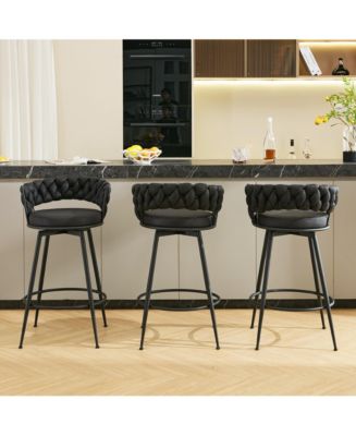 DYHOME 28 inch Bar Stools Set of 3, Modern Counter Height Bar Stools ...