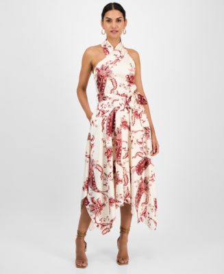 RACHEL Rachel Roy Women's Lary Floral Asymmetric-Hem Halter Dress - Macy's