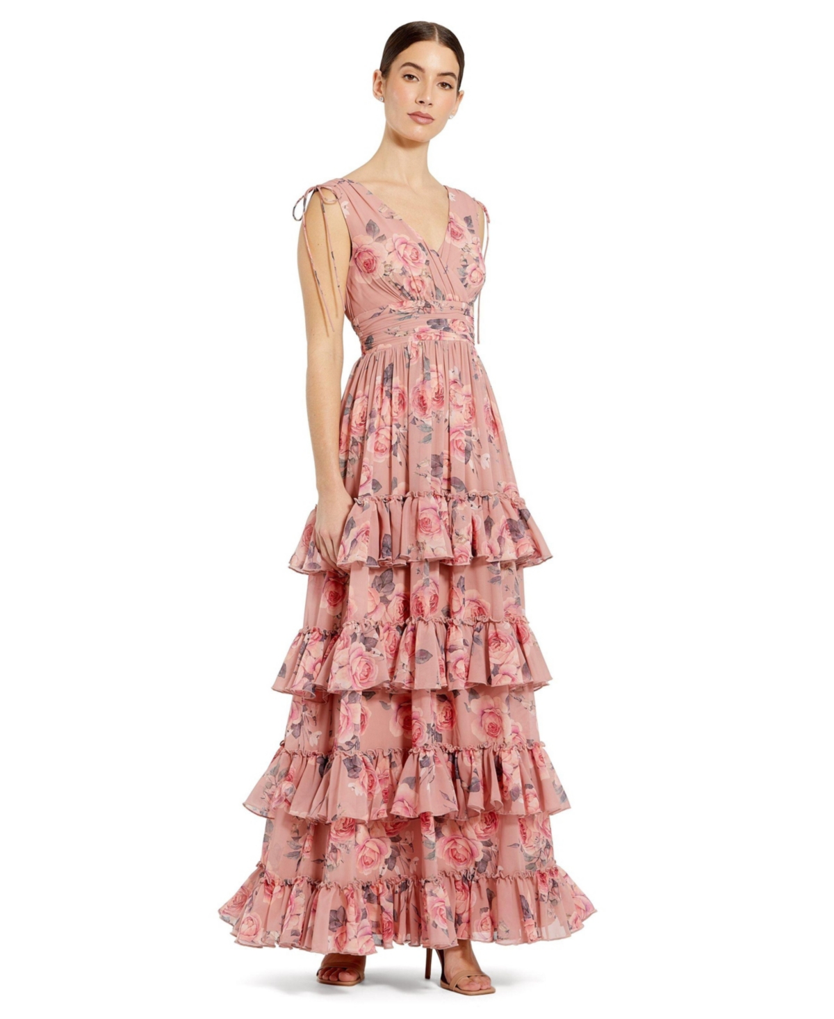 Click here for Mac Duggal Womens Drawstring Shoulder Floral Chiff... prices