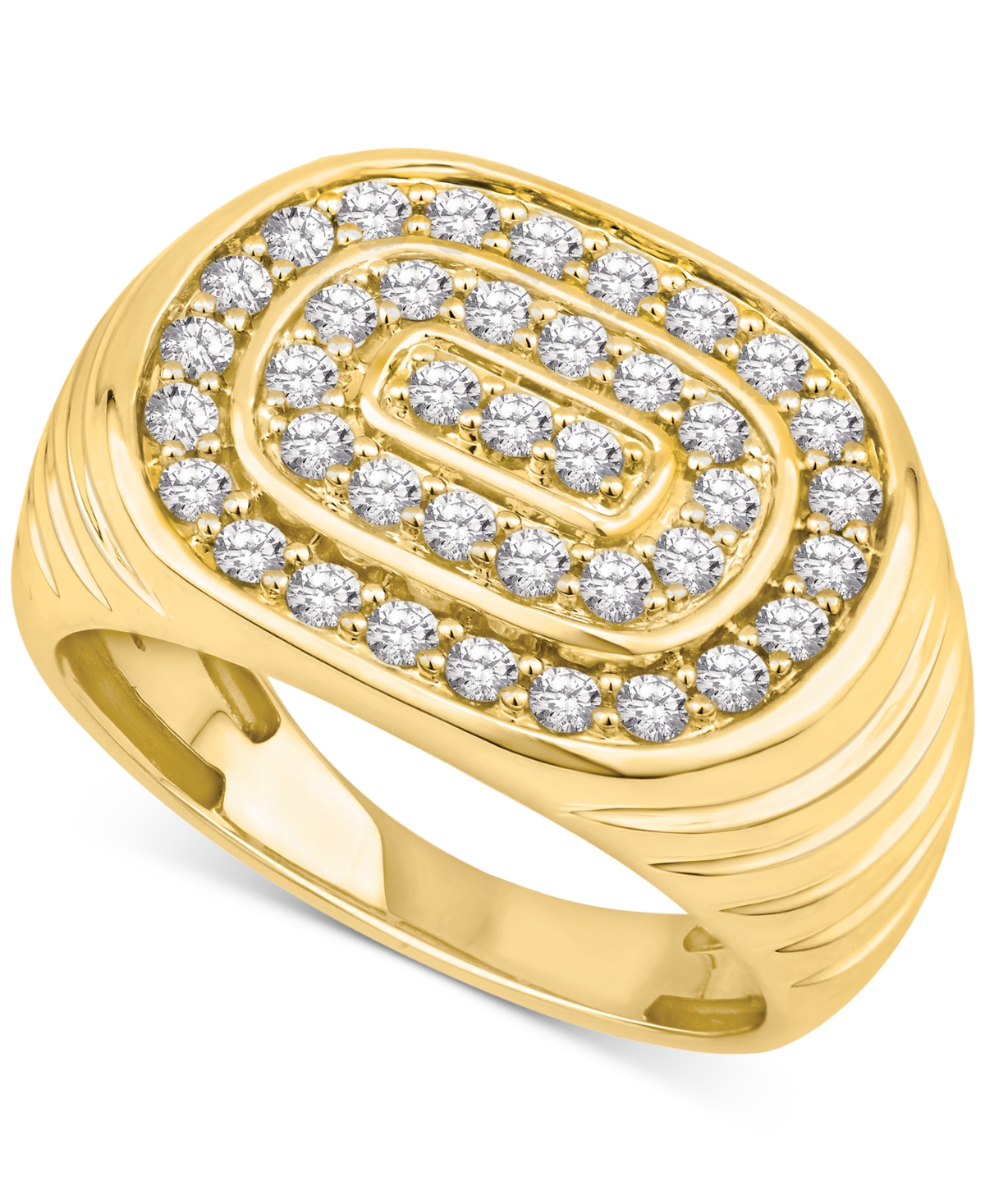 Click here for Mens Diamond Circular Cluster Oval Ring (1 ct. t.w... prices