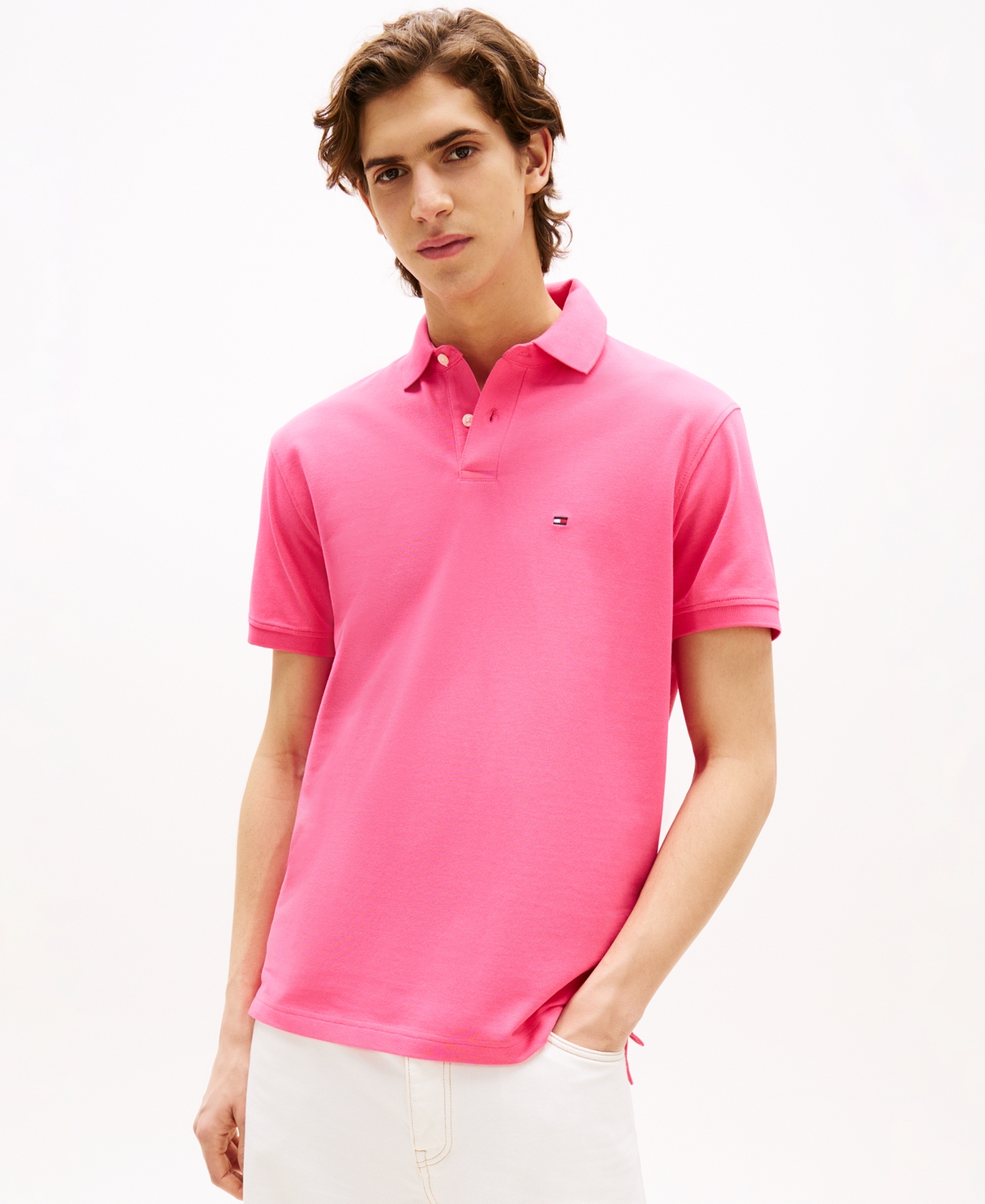 Tommy Hilfiger Mens Cotton Classic Fit 1985 Polo - Pink Alert