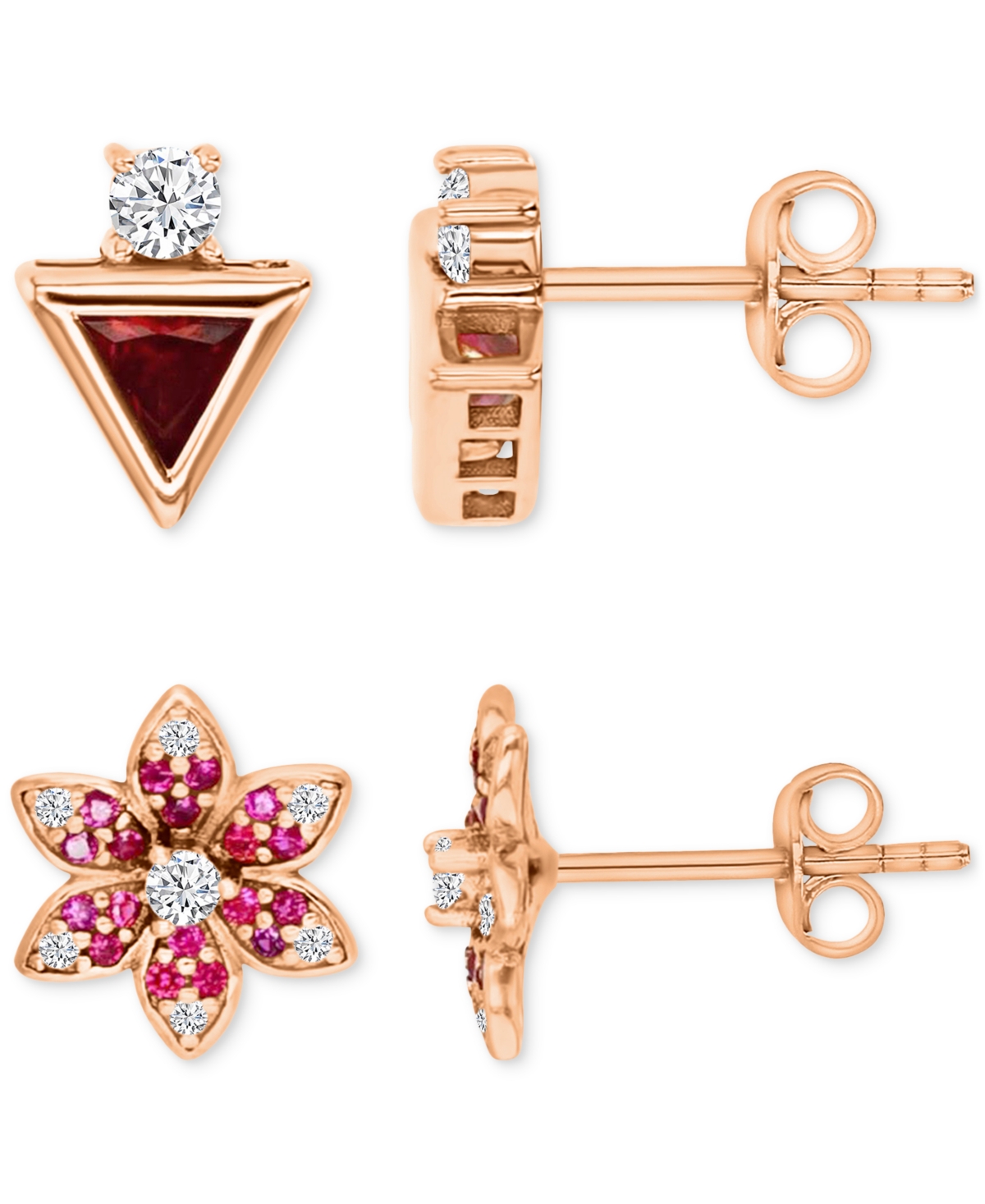 Click here for 2-Pc. Set Cubic Zirconia Geometric & Flower Stud E... prices