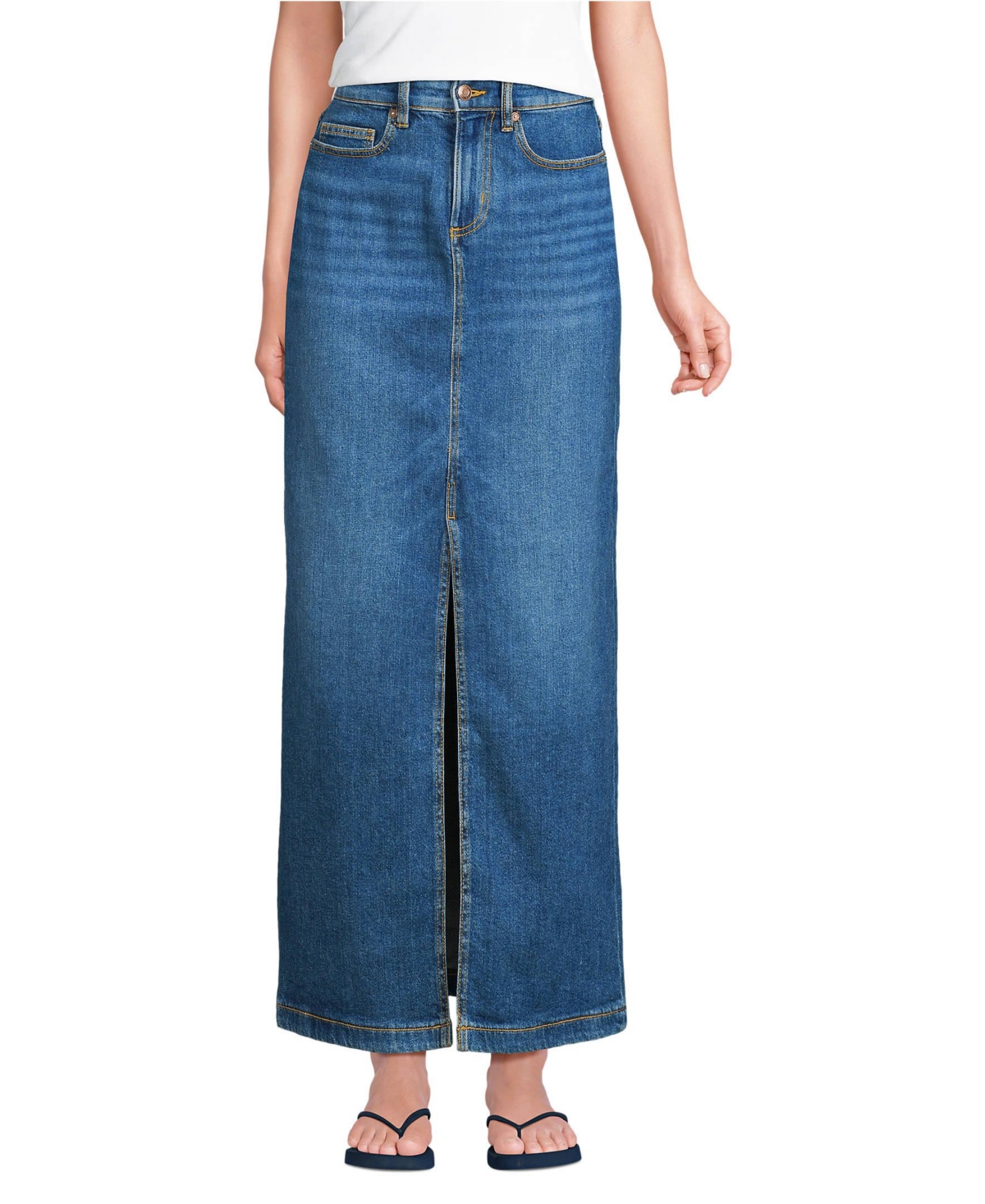 Click here for Lands End Womens Soft Denim Maxi Skirt - Indigo ti... prices