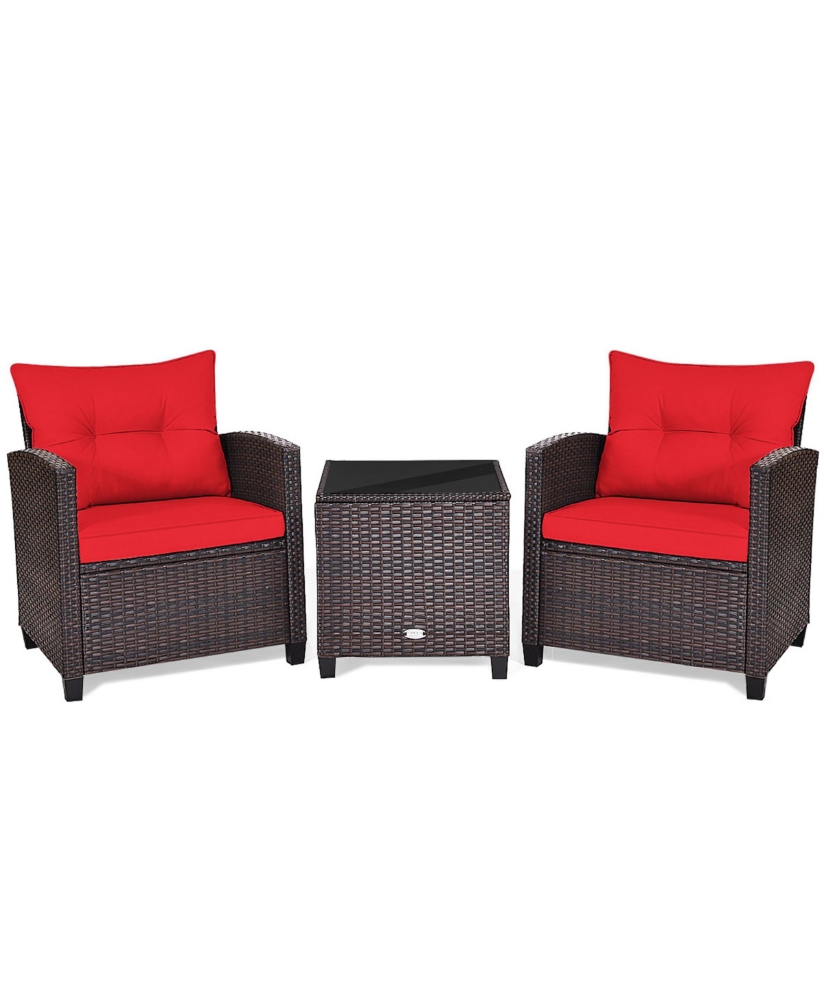 Click here for Gymax 3PCS Patio Outdoor Rattan Conversation Set w... prices