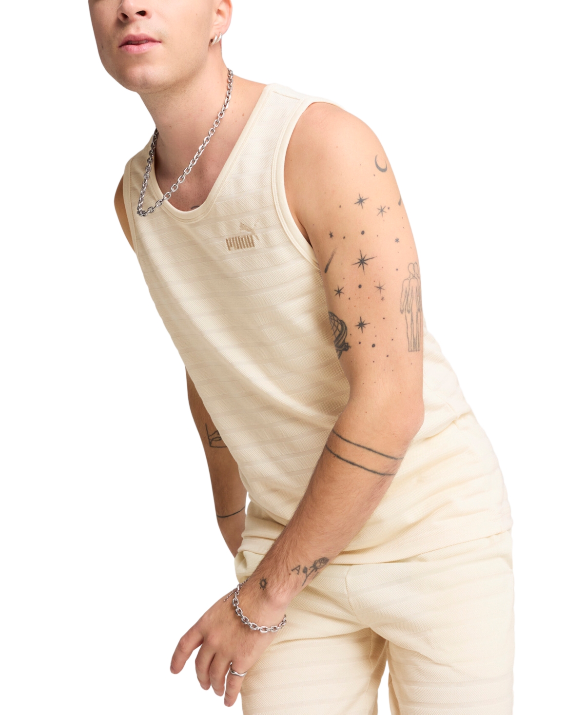 Click here for Puma Mens Ess Cotton-Blend Tonal-Stripe Tank Top -... prices