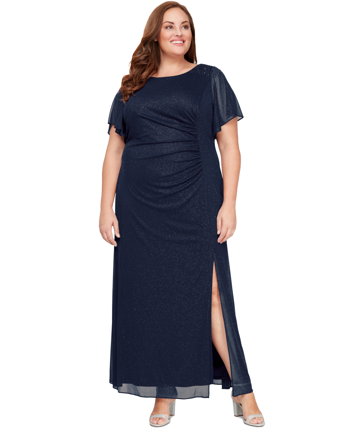 Click here for Sl Fashions Plus Size Flutter-Sleeve Side-Ruched G... prices