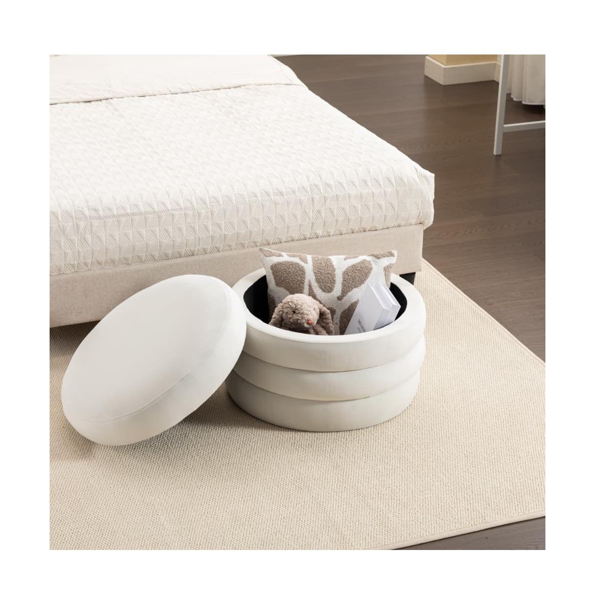 Click here for Round Velvet Storage Ottoman  24 Upholstered Foots... prices