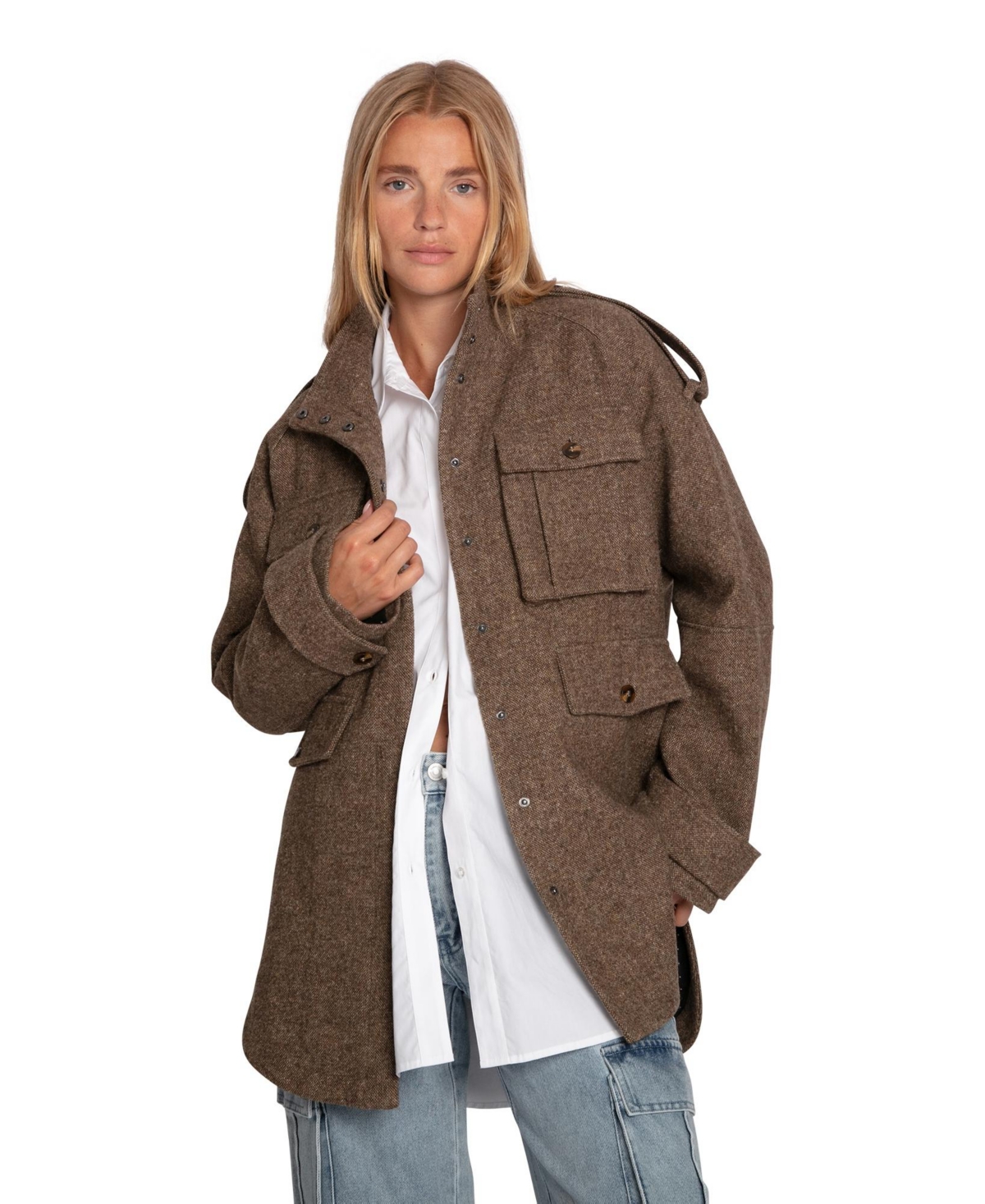 Click here for Belle & Bloom Womens All My Love Wool Overshirt -... prices