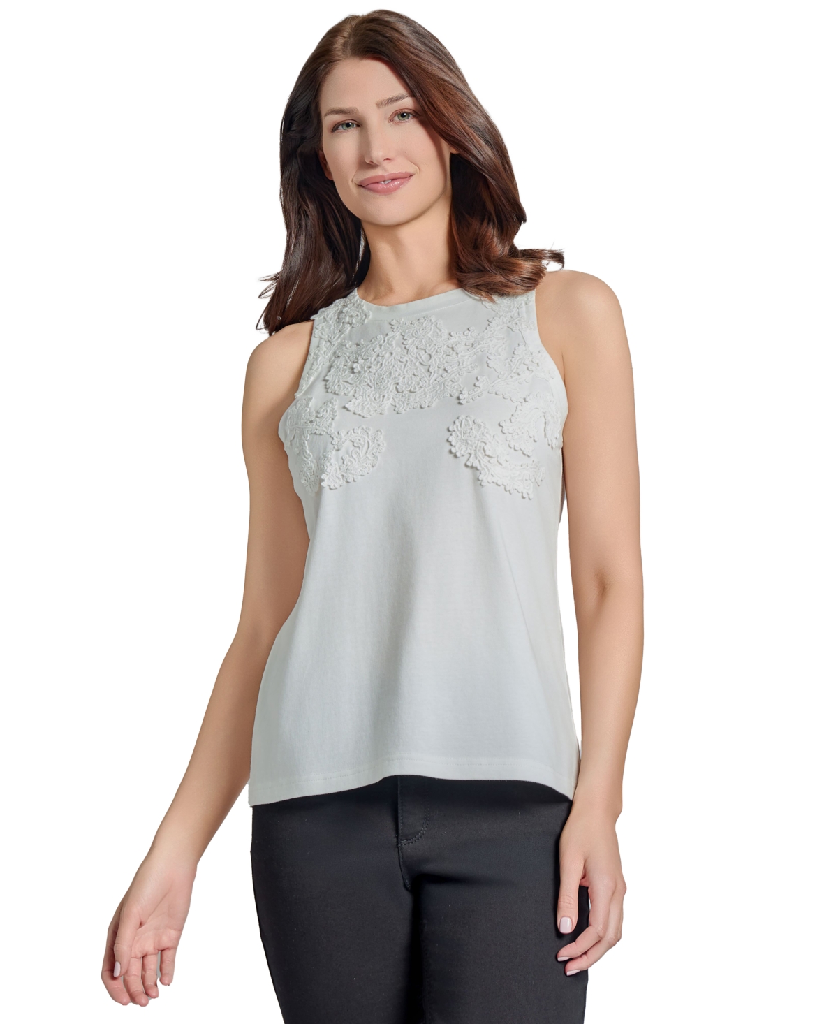 Click here for Jones New York Petite Sleeveless Applique Top - NY... prices