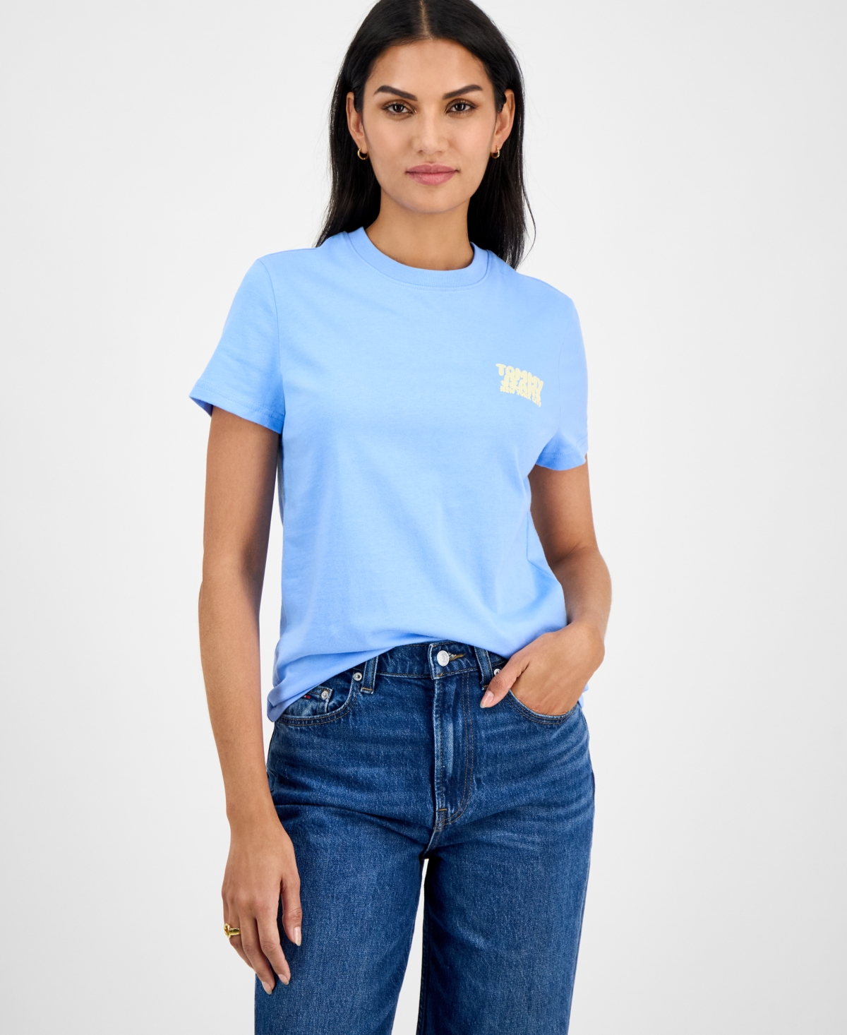 Click here for Tommy Jeans Womens Cotton Regular-Fit Bubble Logo... prices