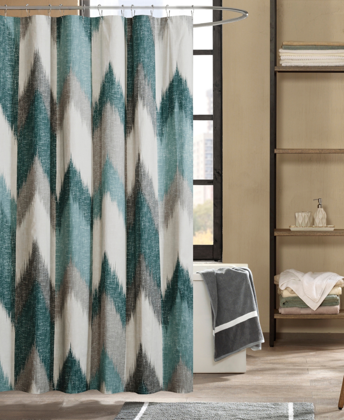Click here for Ink+Ivy Alpine Chevron Stripe Cotton Shower Curtai... prices