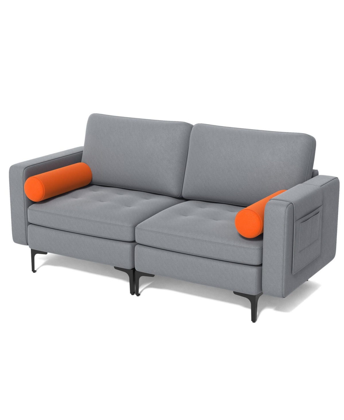 Click here for Modern Loveseat Sofa with 2 Bolsters and Side Stor... prices