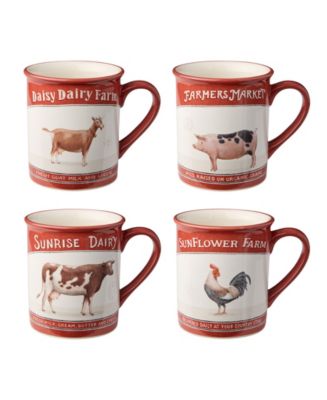 Certified International Vintage Farm Mugs, Set of 4 - Macy's