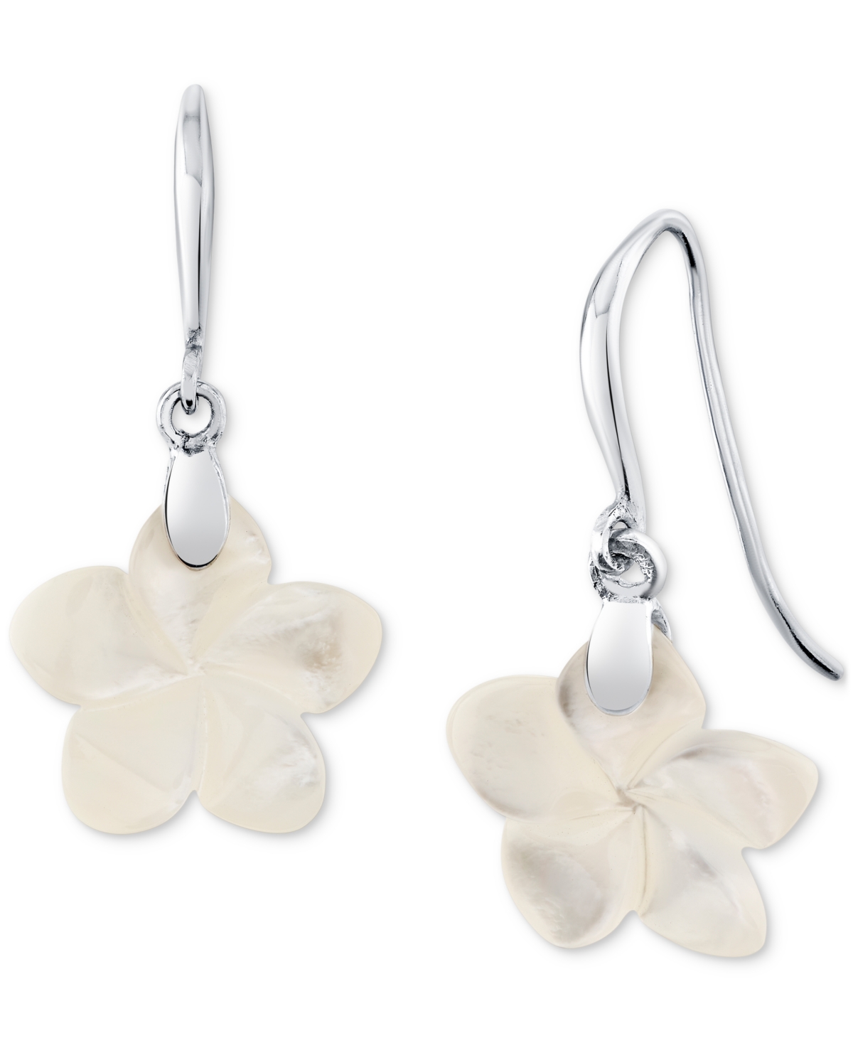 Click here for Mother-of-Pearl (15mm) Flower Drop Earrings in Ste... prices