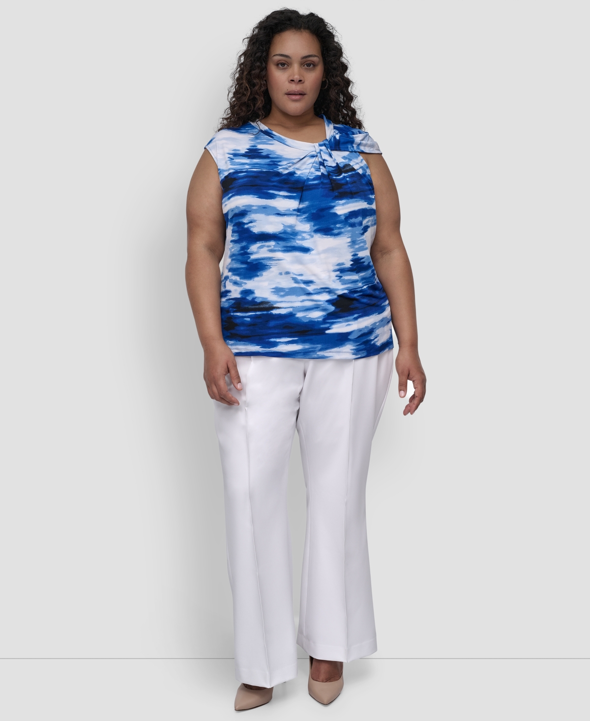 Click here for Dkny Plus Size Printed Asymmetric-Neck Sleeveless... prices