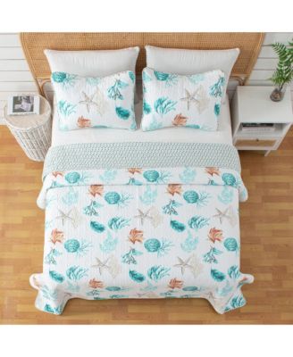 Click here for Linery Co. Seashells Stripes Microfiber Quilt Set... prices