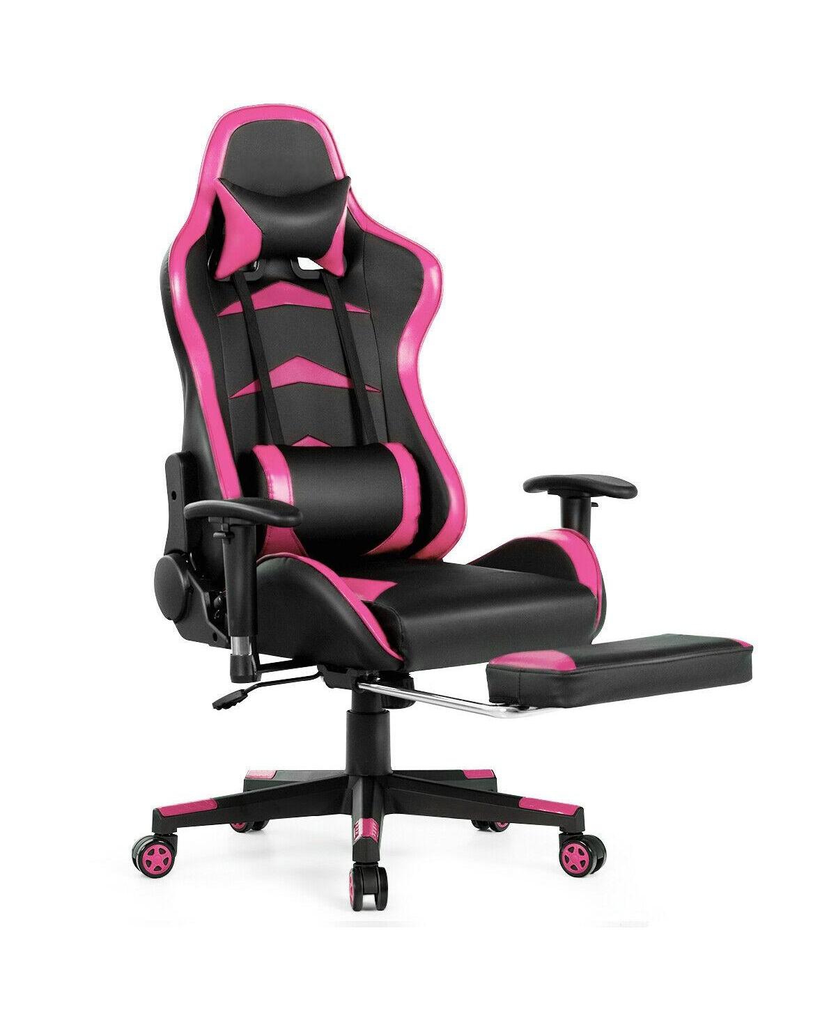 Click here for Massage Gaming Chair with Footrest - Pink prices