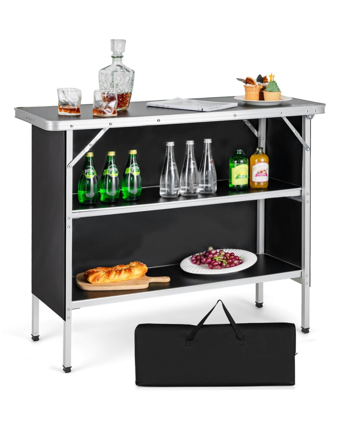 Click here for Folding Camping Table with 2-Tier Open Shelves for... prices