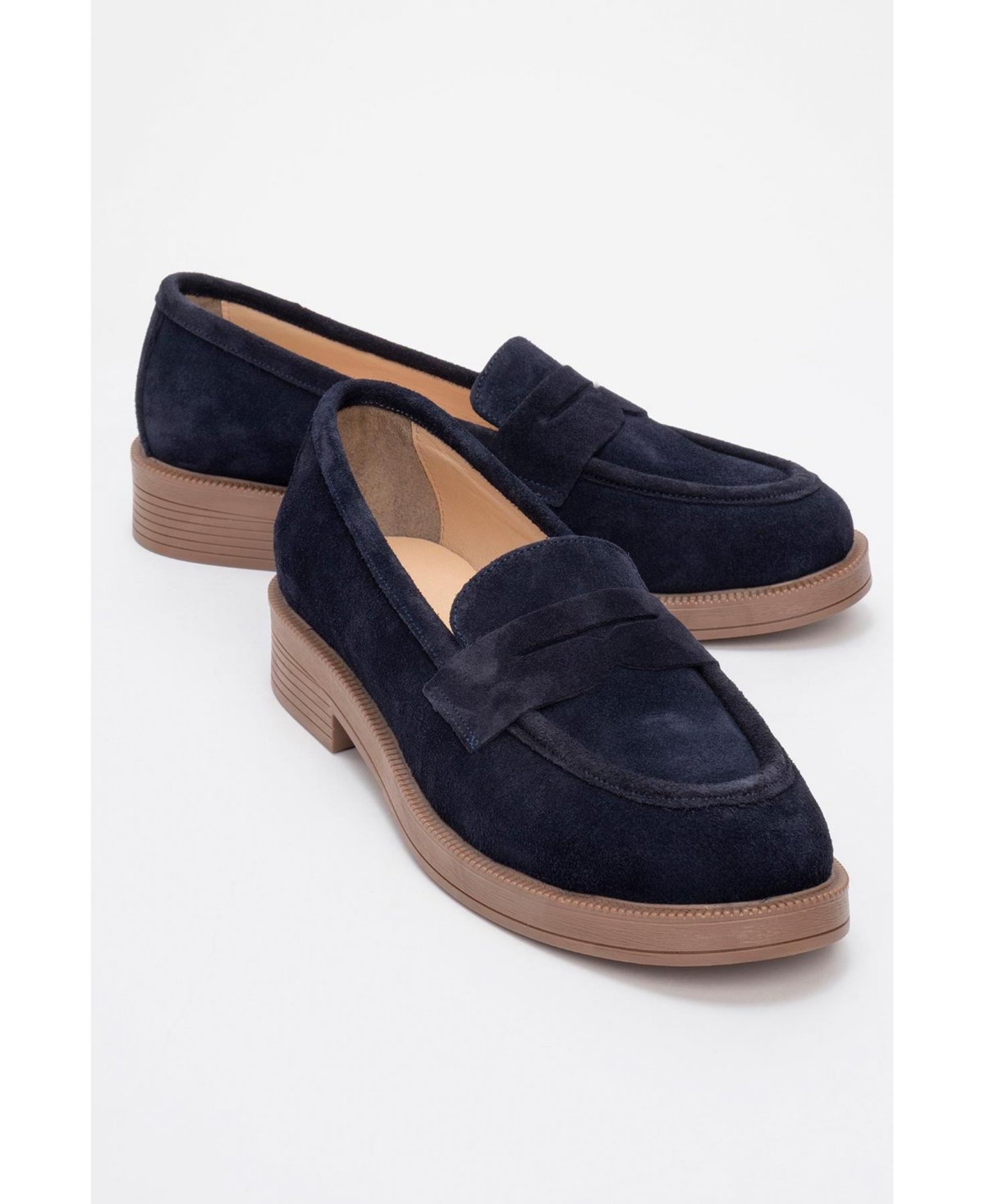 Click here for Bree Platform Penny Leather Loafer (Women) - Navy... prices