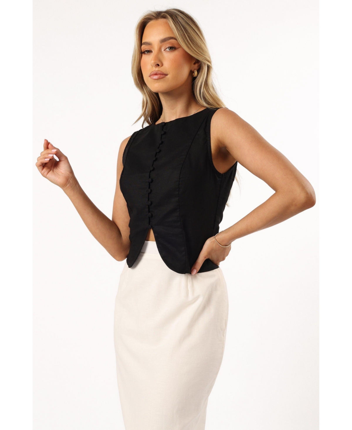 Click here for Petal and Pup Womens Daniella Linen Vest - Black prices