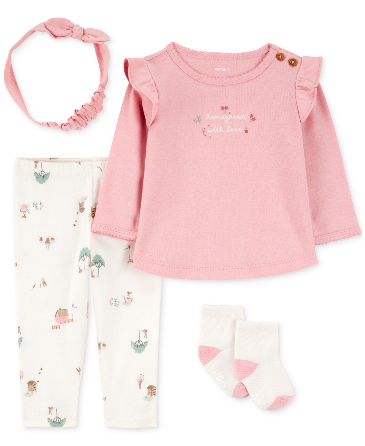 Click here for Carters Baby Girls Barn-Print Pants  Top  Headwrap... prices