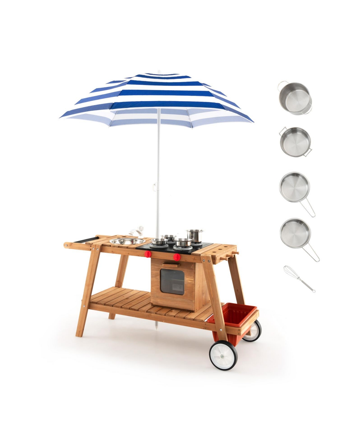 Click here for Wooden Pull Cart with Adjustable Sunshade Umbrella... prices