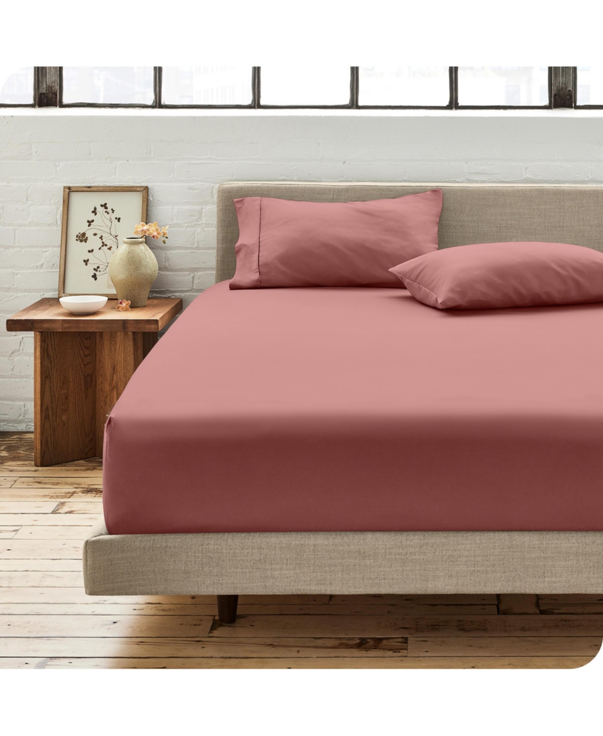 Click here for Bare Home Percale Fitted Sheet - Dusty rose prices