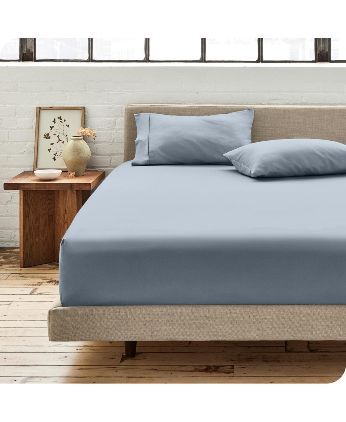 Click here for Bare Home Percale Fitted Sheet - Dusty blue prices
