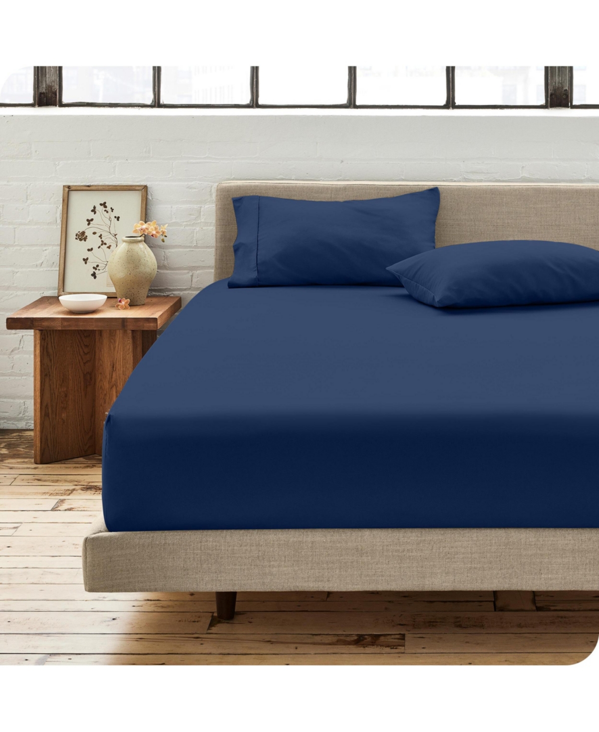 Click here for Bare Home Percale Fitted Sheet - Dark blue prices