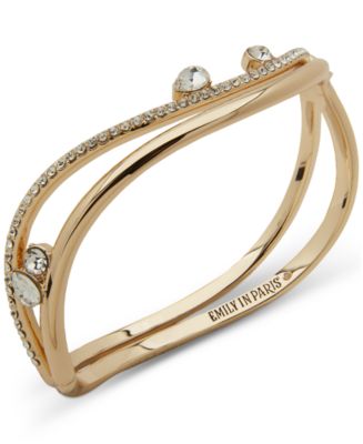 Emily in Paris Gold-Tone Crystal Hinge Bangle Bracelet - Macy's