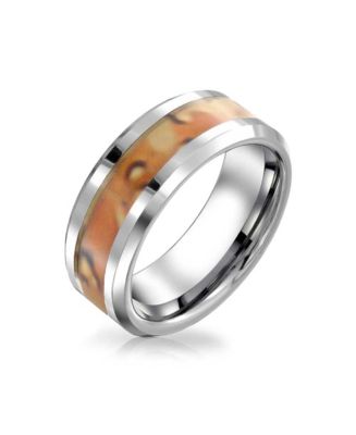 Bling Jewelry Brown Army Military Camouflage Inlay Couples Titanium ...