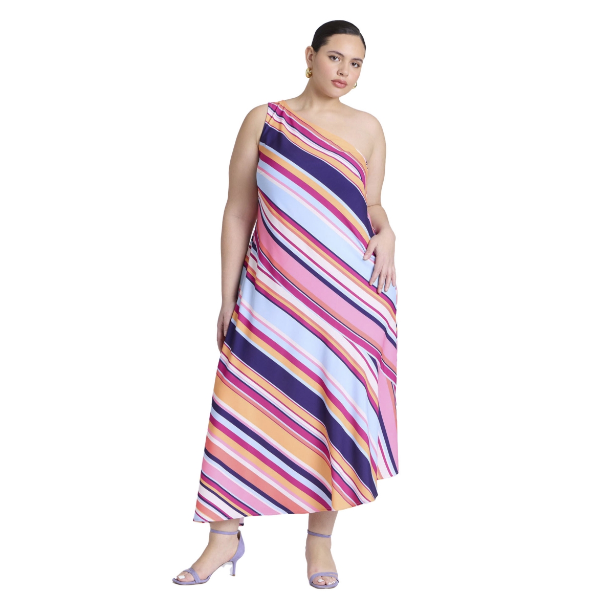 Click here for Eloquii Womens One Shoulder Multi Color Dress - To... prices
