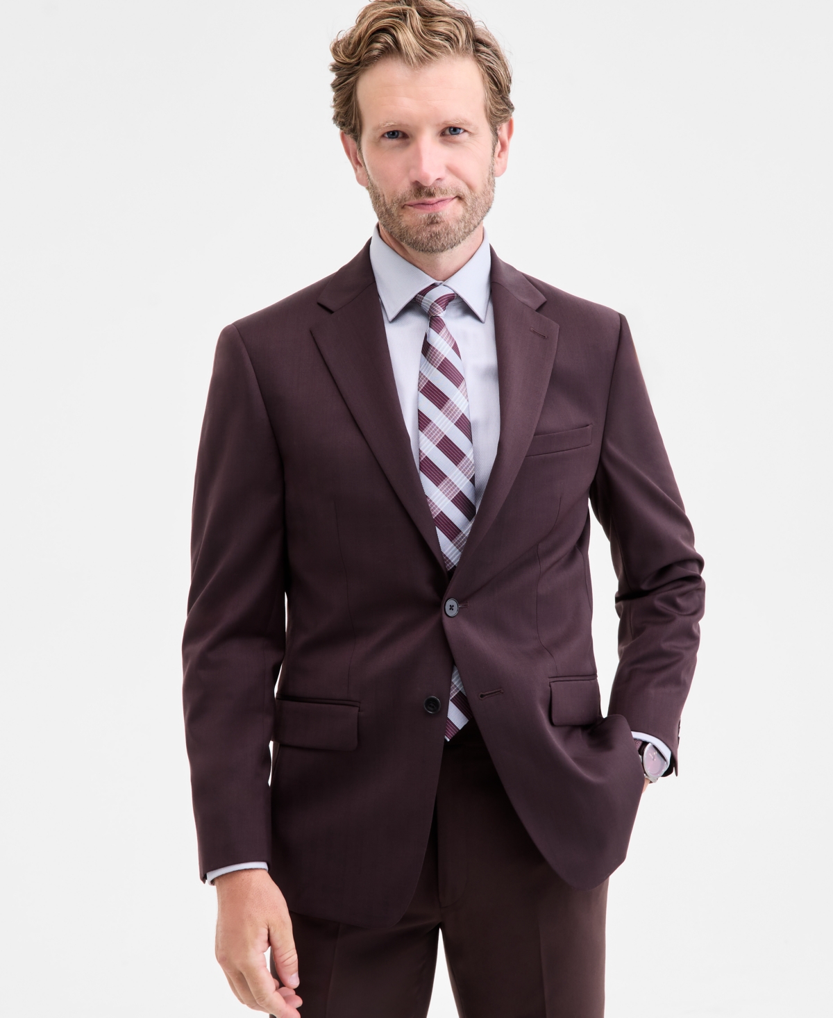 Click here for Calvin Klein Mens Slim-Fit Wool-Blend Suit Jacket... prices