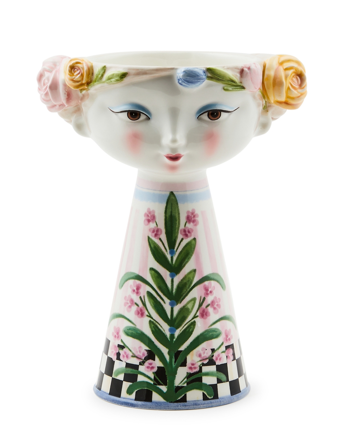 Click here for Mackenzie-Childs Rosy Meadow Short Lady Vase - Mul... prices