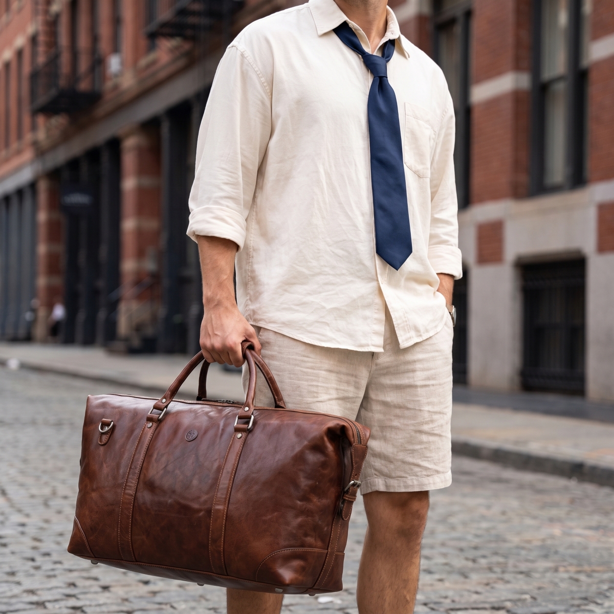 Click here for 20 Inch Leather Canvas Duffle Bag - Brown prices