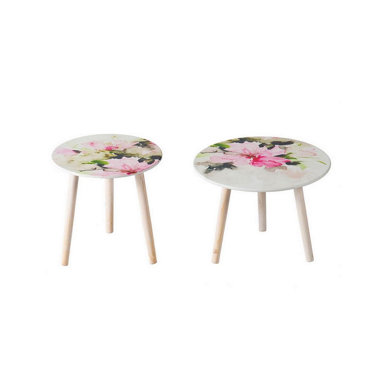 Click here for Set of 2 Side Tables with Elegant Floral Design fo... prices