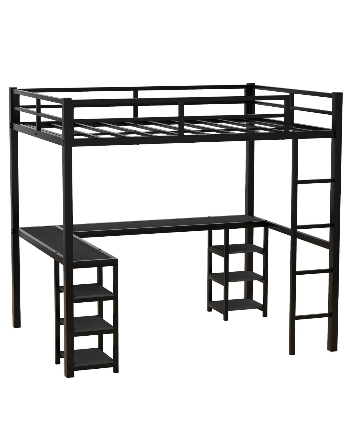 Click here for Full Metal Loft Bed with Desk and Shelves  Loft Be... prices