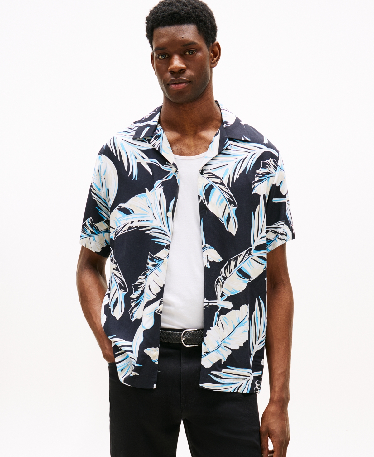 Click here for Tommy Hilfiger Mens Regular-Fit Leaf-Print Camp Sh... prices