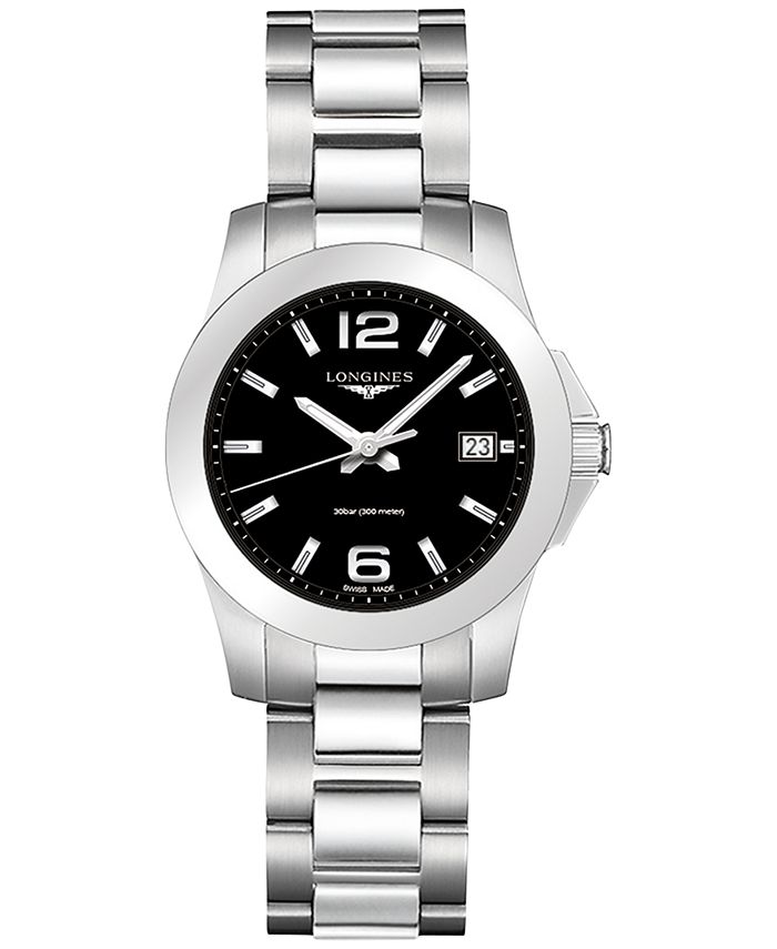 Longines Women's Swiss Conquest Stainless Steel Bracelet Watch 34mm ...