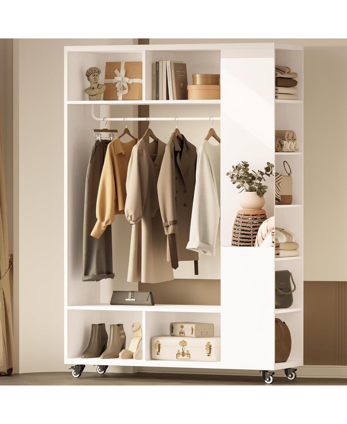 Click here for Closet Racks on Wheels with Mirror and 10 Shelves... prices