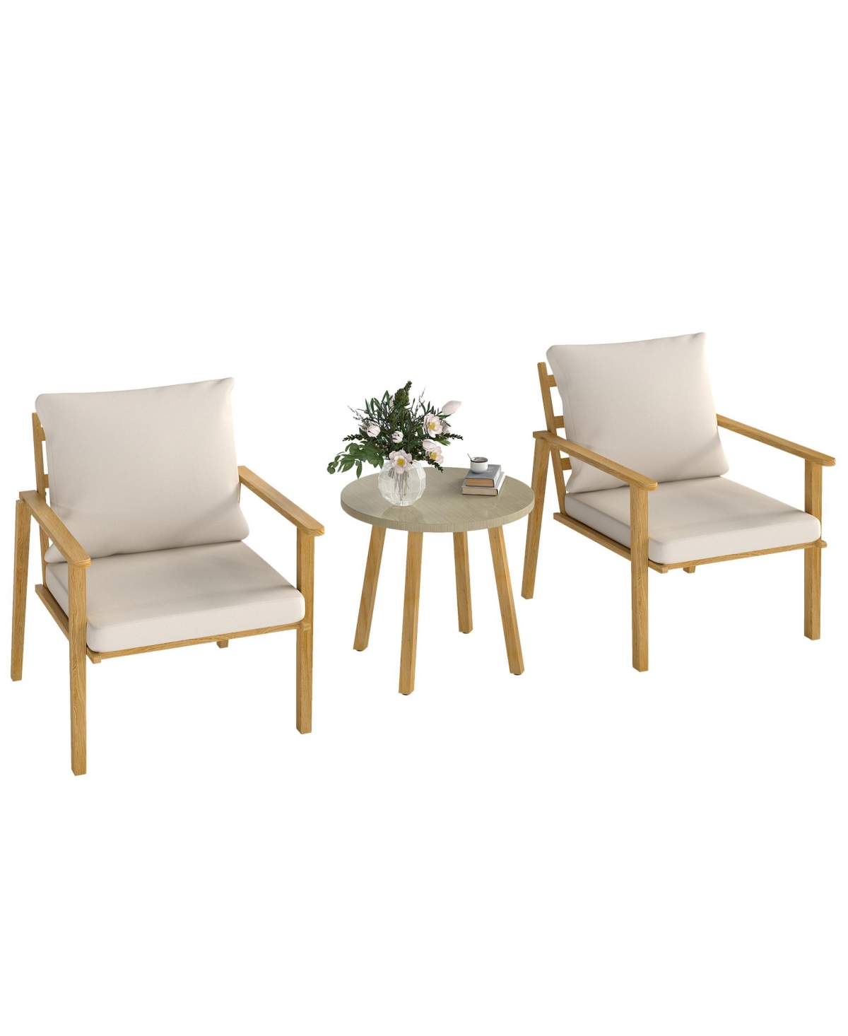 Click here for Outsunny 3 Piece Patio Set  Wood Effect Metal Bist... prices