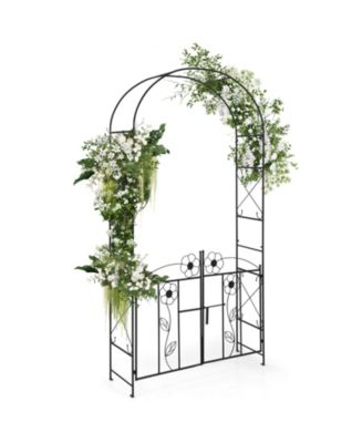 2-in-1 Garden Arbor with Door and Latch for Outdoor Lawn and Garden ...