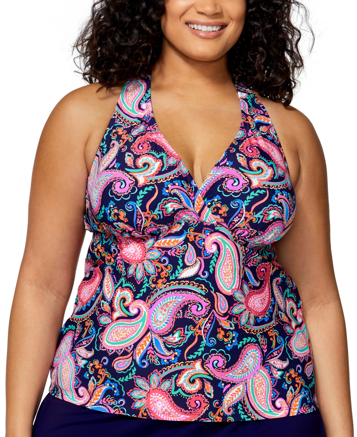 Click here for Island Escape Plus Size Paisley-Print H-Back Tanki... prices