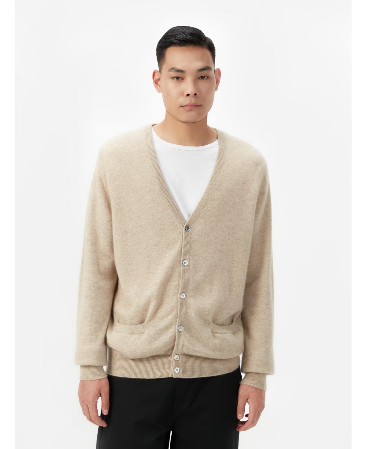 Click here for Gobi Cashmere Mens V Neck Button Cardigan - Neutra... prices